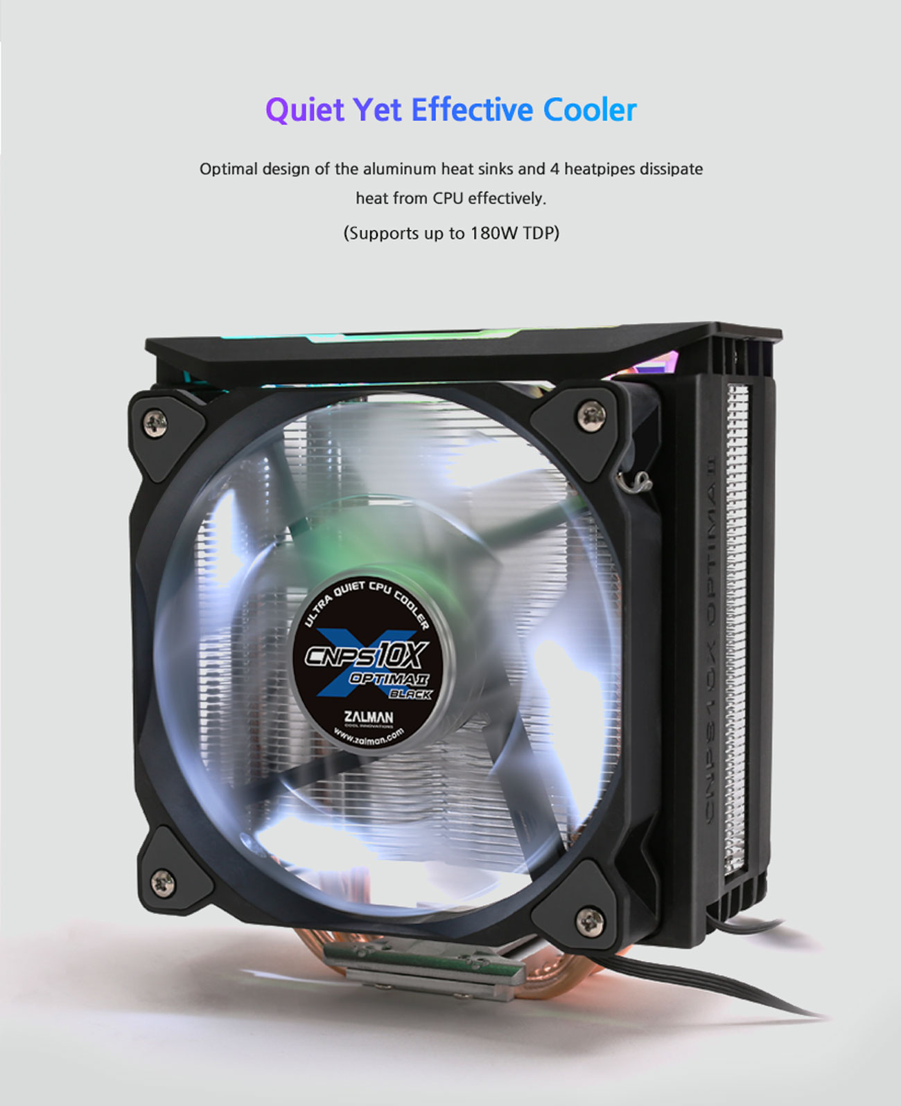 ZALMAN CNPS10X Optima II Ultra Quiet CPU Cooler, 120mm PWM RGB LED Dual ...